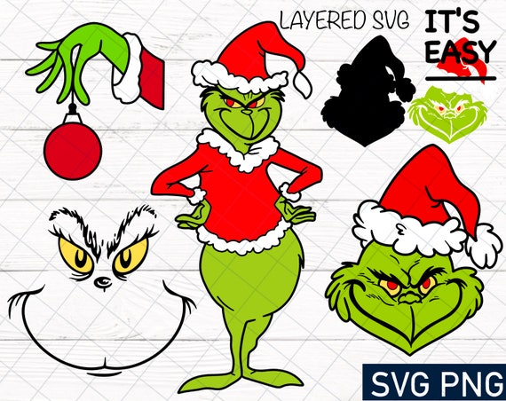 Layered Svg Christmas Svg Grinch Bundle Face Grinch Svg Etsy
