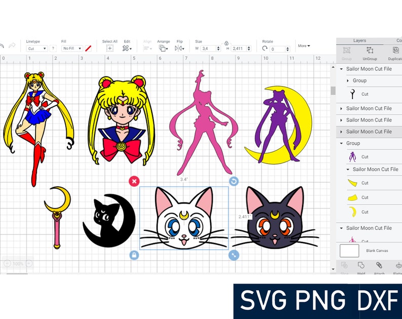 Sailor Moon Cut File Sailor Moon Svg Chibi Sailor Moon Svg Etsy