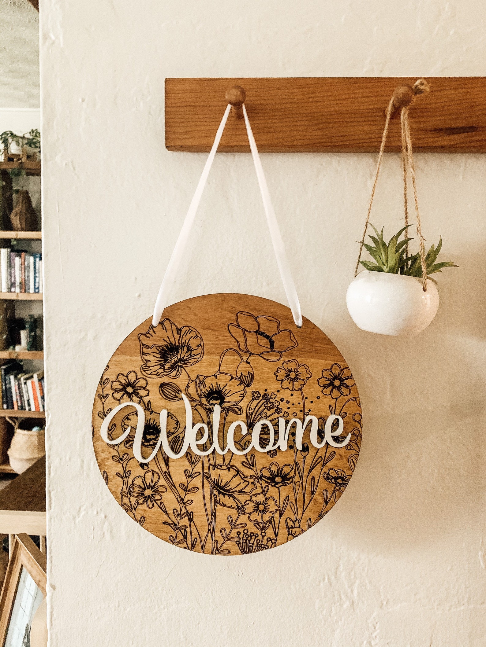 Welcome Floral Sign - Etsy