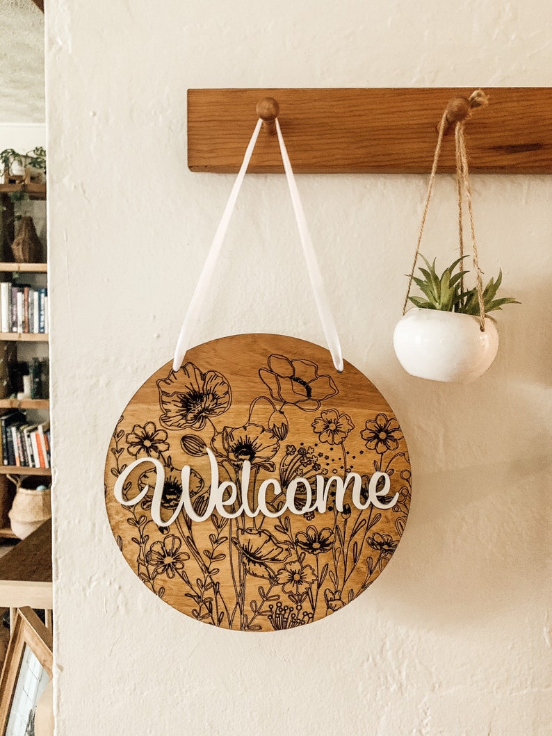 Welcome Floral Sign - Etsy