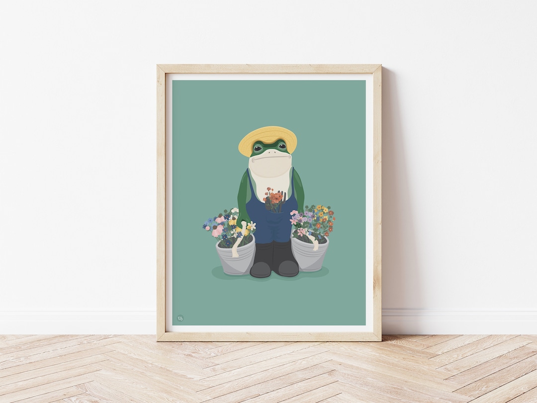 HONEST WORK - Frog Art Print - Gardening Print - Funny Frog Art ...