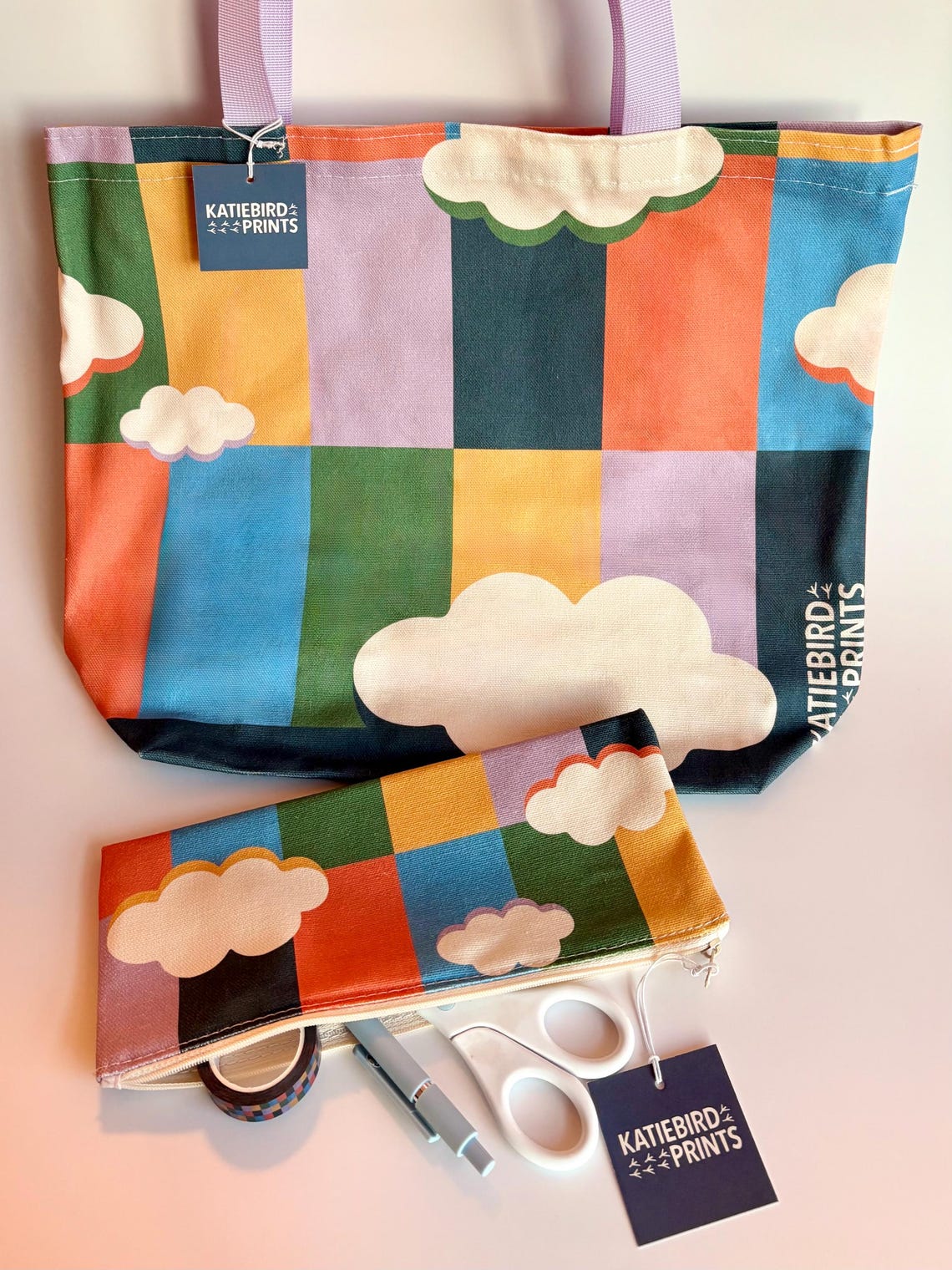 WANDERLUST TOTE - Colorful Tote - Cloud Pattern - Color Block Bag ...