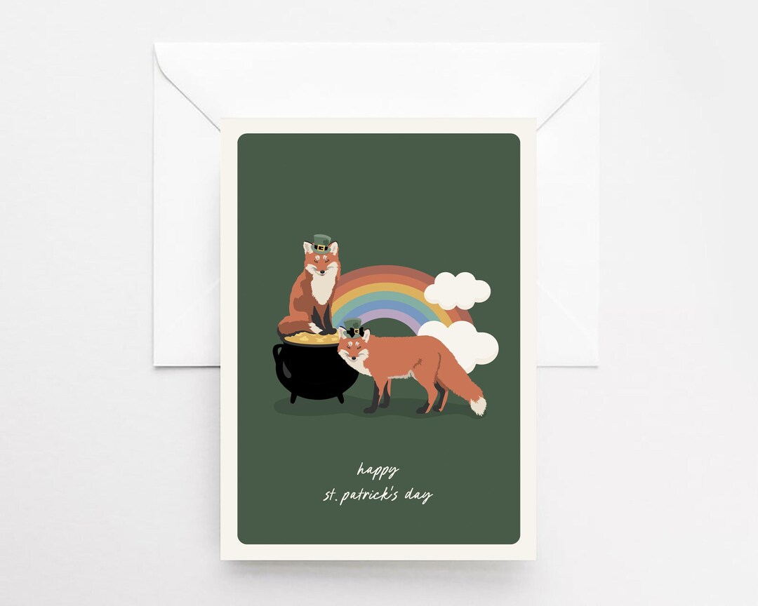 LUCKY YOU - Cute St. Patrick's Day Card - Red Foxes - Luck of the Irish ...
