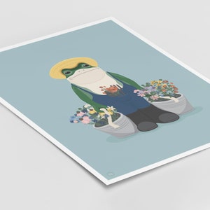 HONEST WORK - Frog Art Print - Gardening Print - Funny Frog Art ...