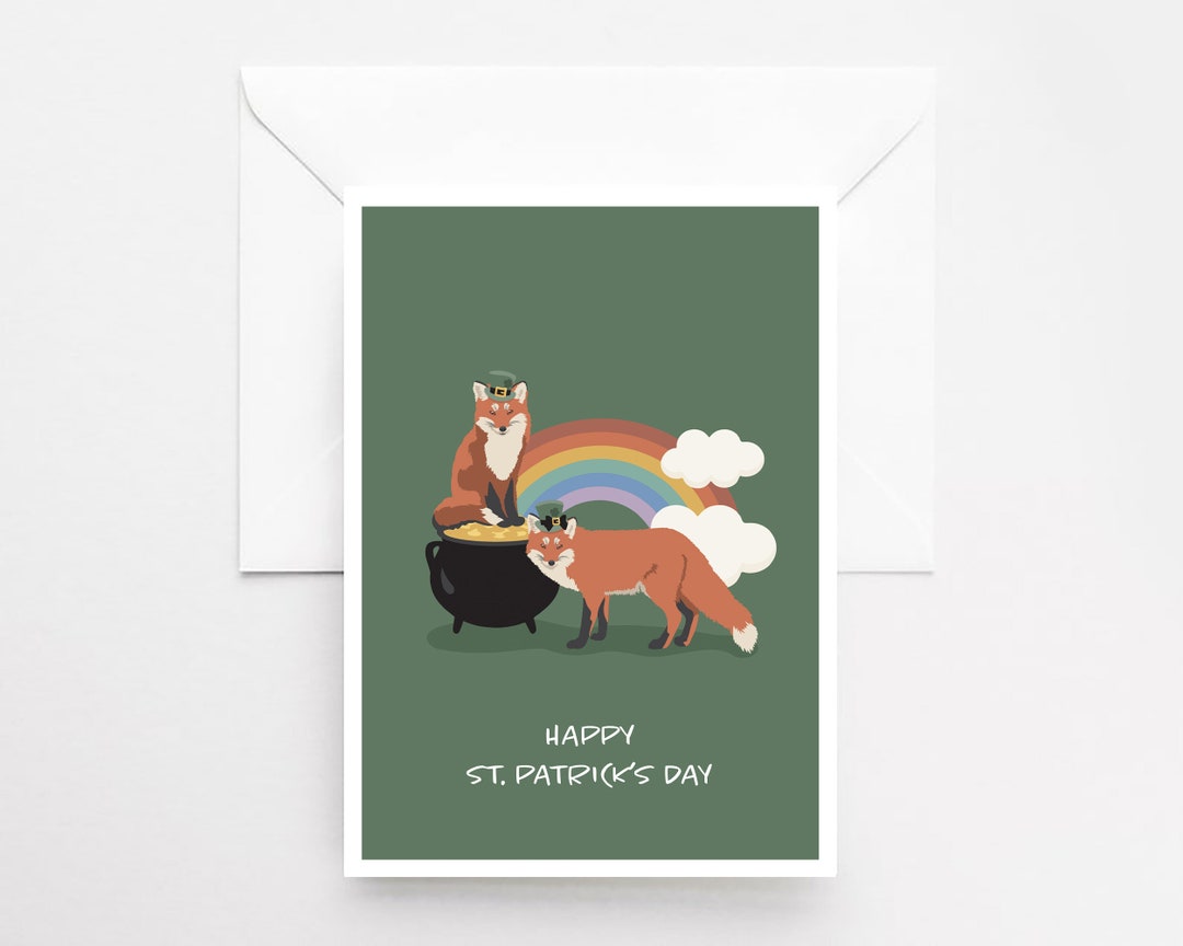LUCKY YOU Cute St. Patrick's Day Card Red Foxes Luck of the Irish ...