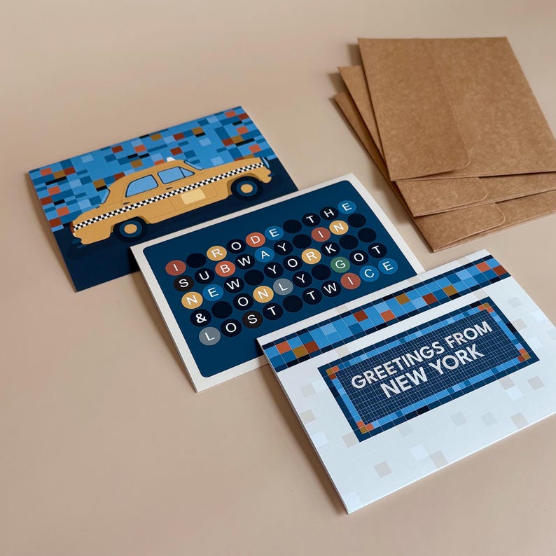 NYC Cards - Set of 3 - New York City Souvenir Cards - Manhattan Gift ...
