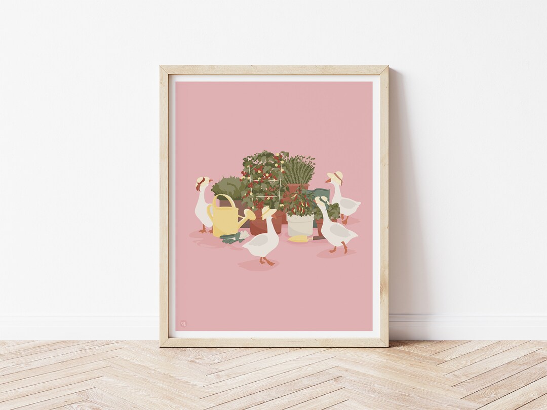 GARDENING GEESE - Cute Geese Art Print - Gift for Friend - Gift for Mom ...