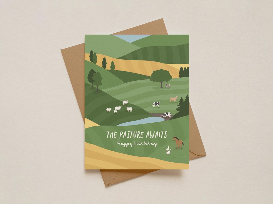 THE PASTURE AWAITS - Funny Birthday Card - Birthday Card for Mom ...