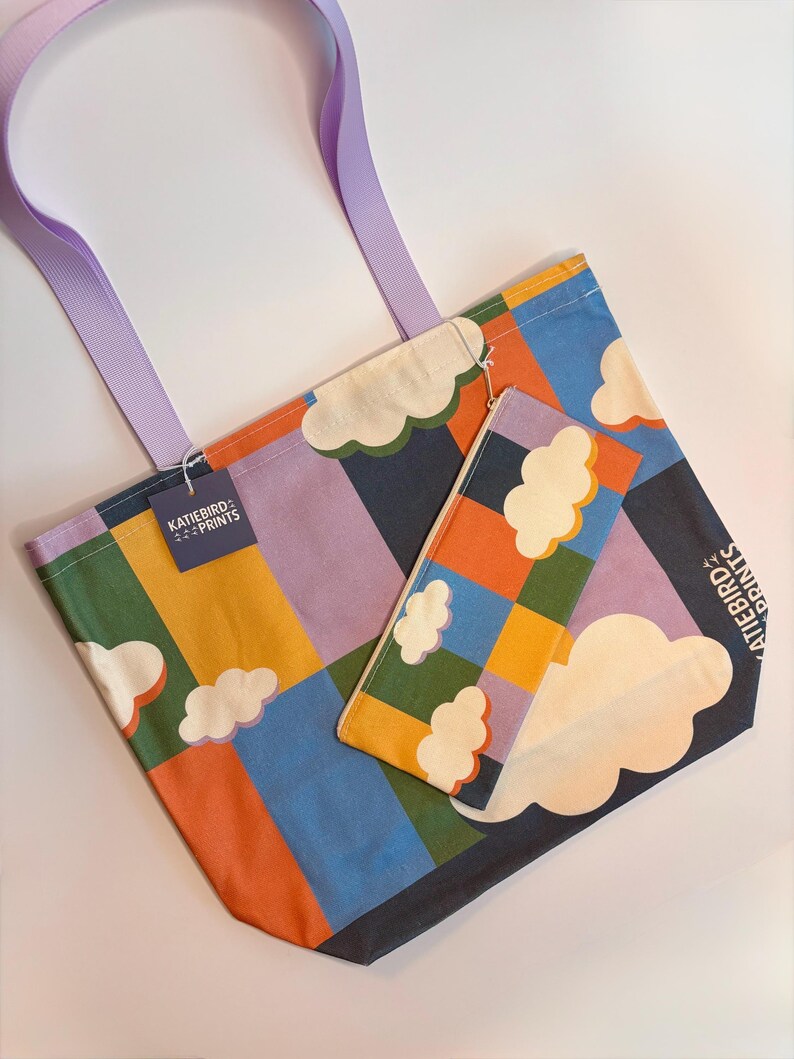 WANDERLUST TOTE - Colorful Tote - Cloud Pattern - Color Block Bag ...