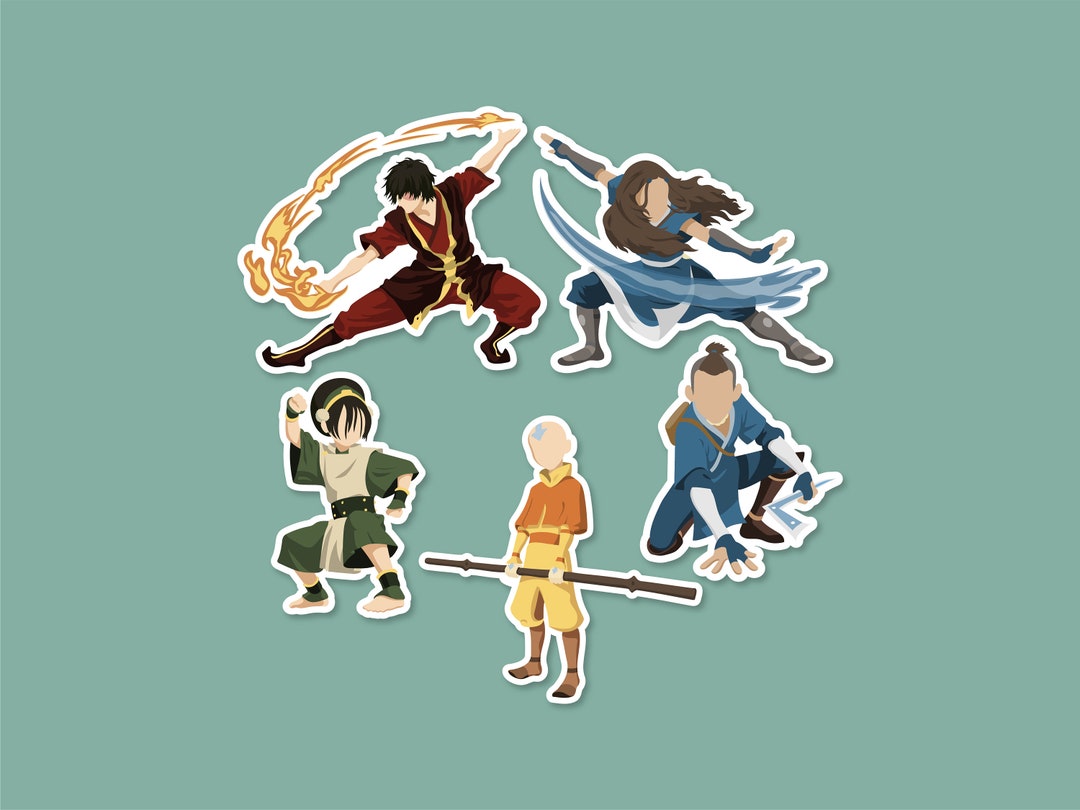 ATLA STICKERS - 5 Pack - Aang - Zuko - Katara - Sokka - Toph - the ...