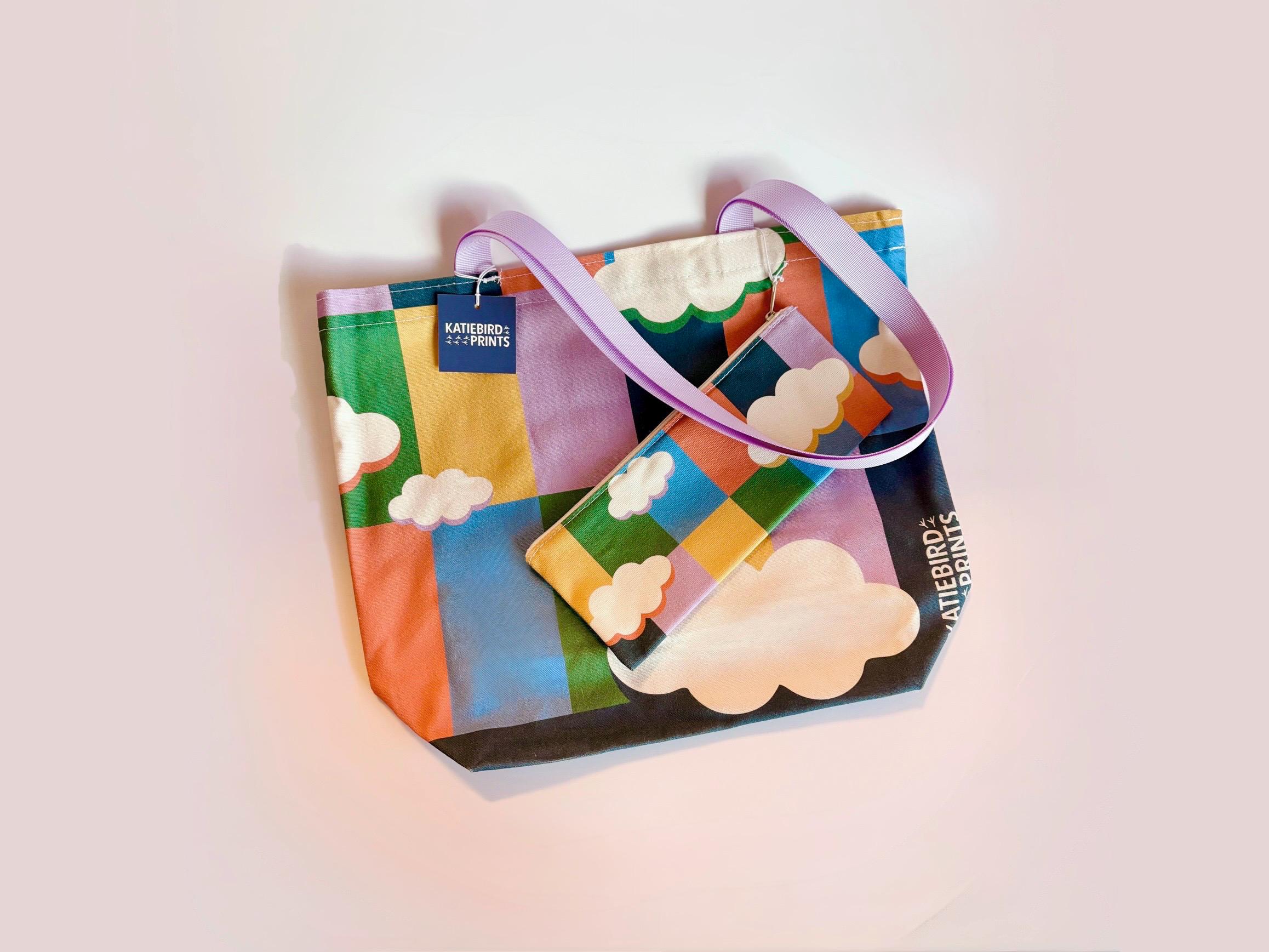 WANDERLUST TOTE - Colorful Tote - Cloud Pattern - Color Block Bag ...