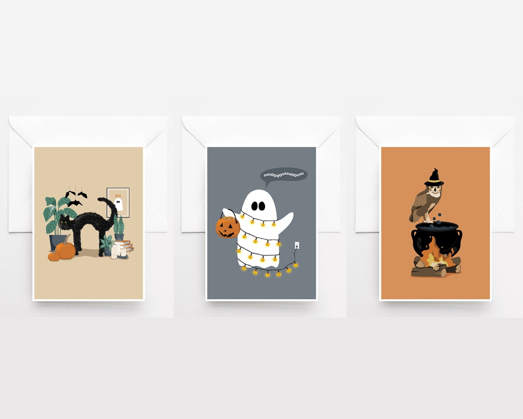 HALLOWEEN GREETING CARDS - Halloween Card - Happy Halloween - Black Cat ...