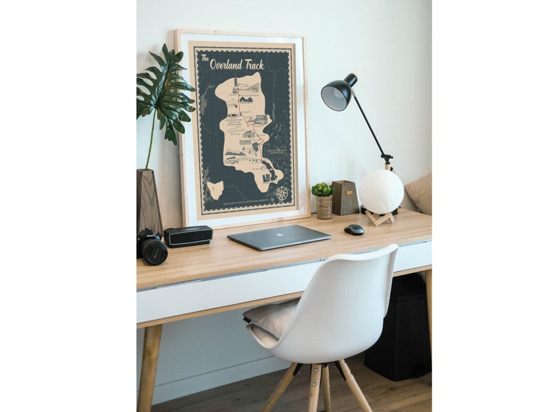 The Overland Track Map, Illustrated Hiking Map, Overland Trail Poster ...
