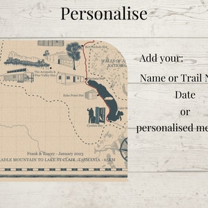 The Overland Track Map, Illustrated Hiking Map, Overland Trail Poster ...