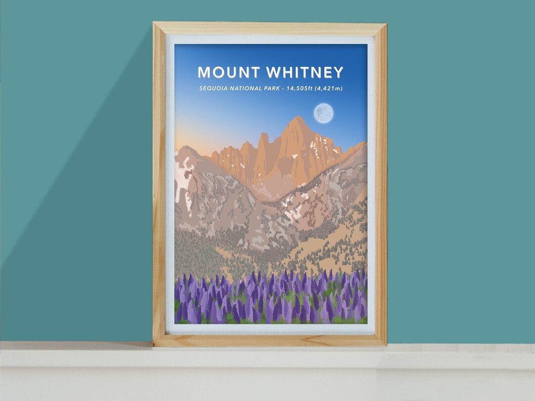 Mount Whitney Poster, John Muir Trail Print, Travel Poster, National ...