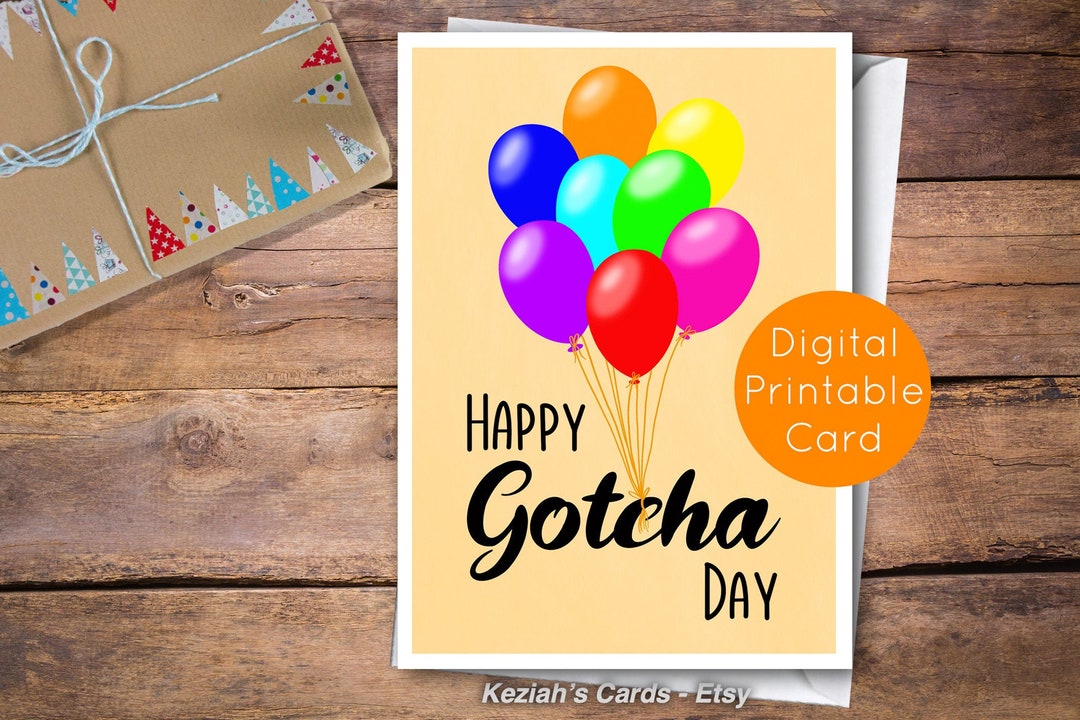 Happy Gotcha Day Balloon Card, Adoption - Digital Card, Instant ...