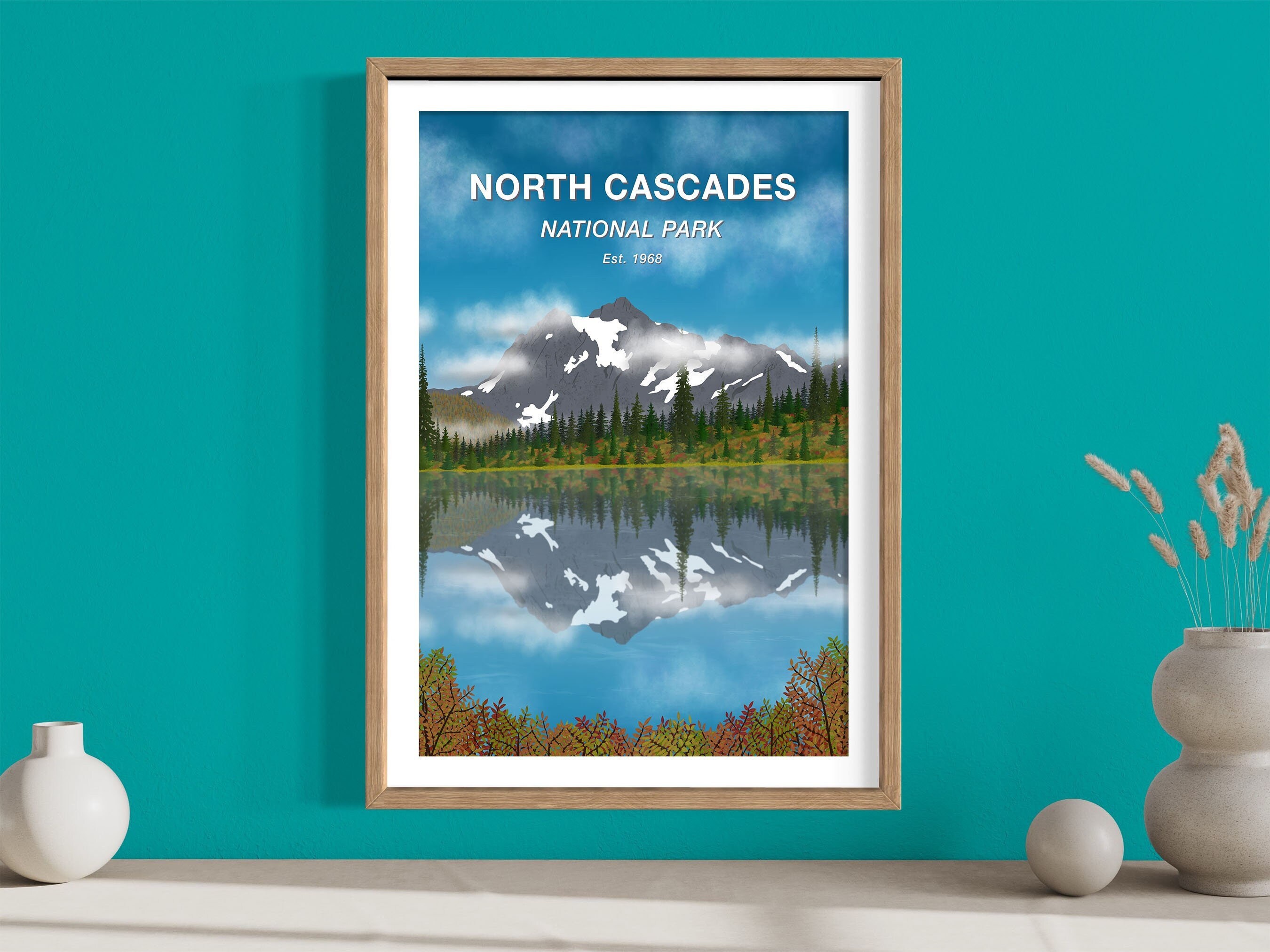 North Cascades National Park Poster, National Park Print, Mt Barker ...