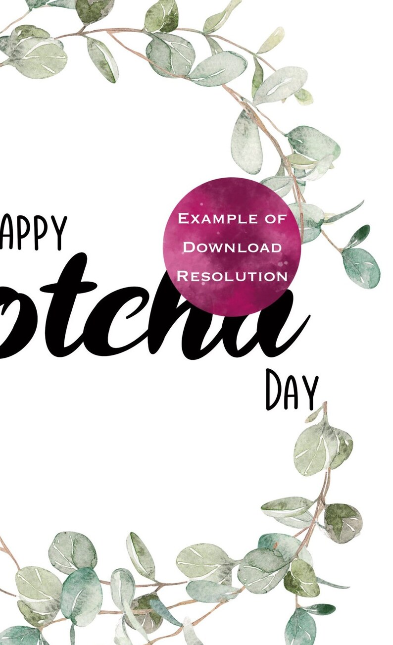 Happy Gotcha Day Wreath Card, Adoption - Digital Card, Instant Download ...