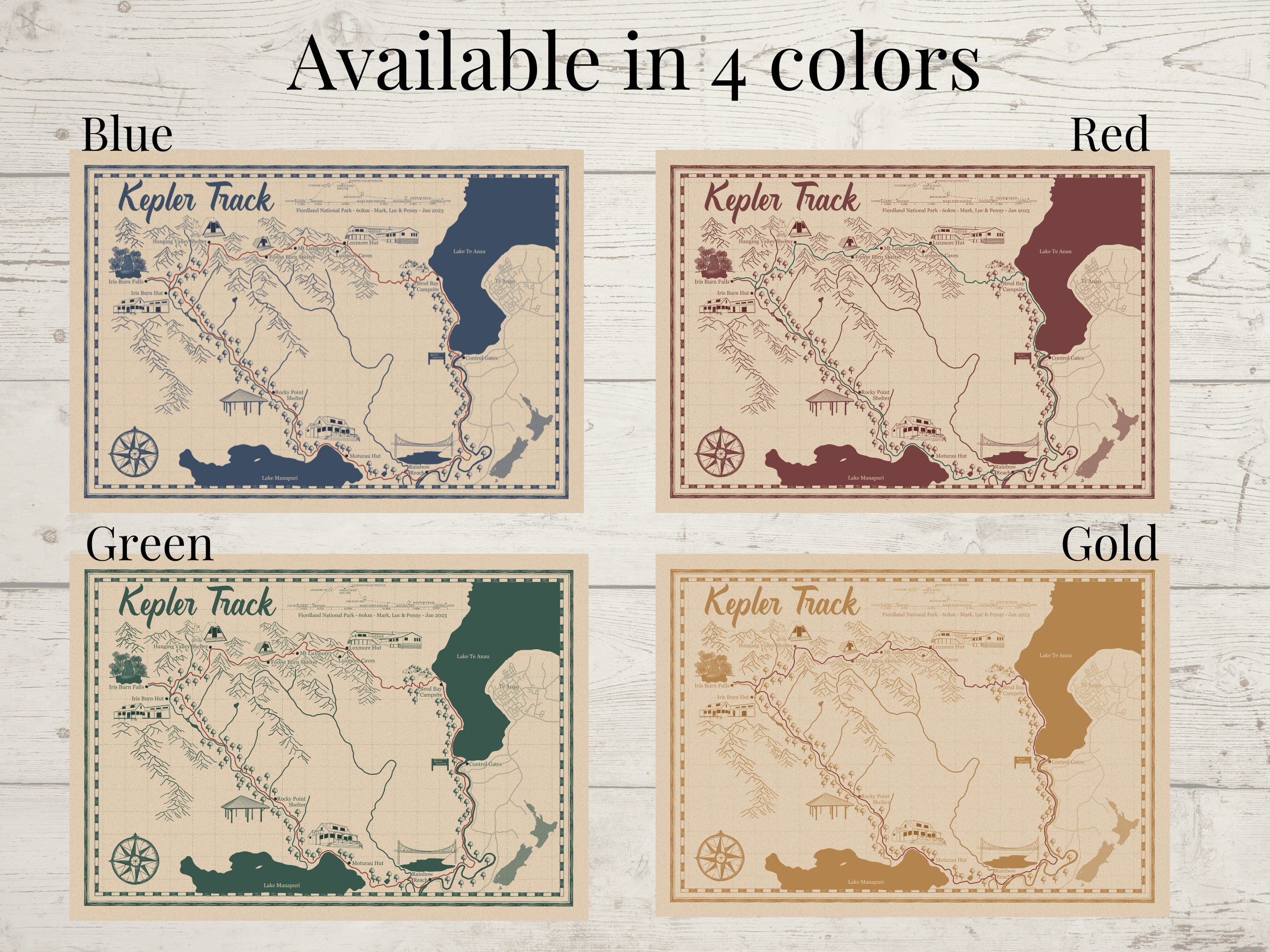 Kepler Track Map, Illustrated Hiking Map, Fiordland National Park ...