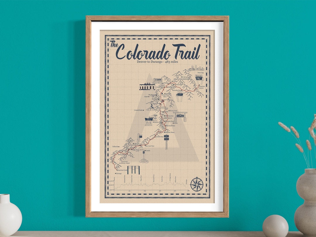 Colorado Trail Map, Illustrated Hiking Map, Collegiate Loop Map, Hiking ...