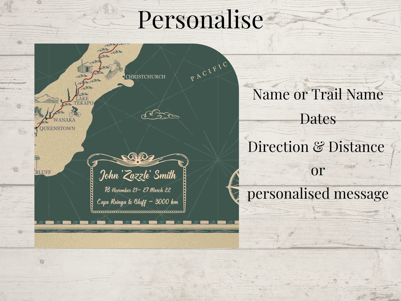 Te Araroa Trail Map, Illustrated Hiking Map, Te Araroa Poster ...