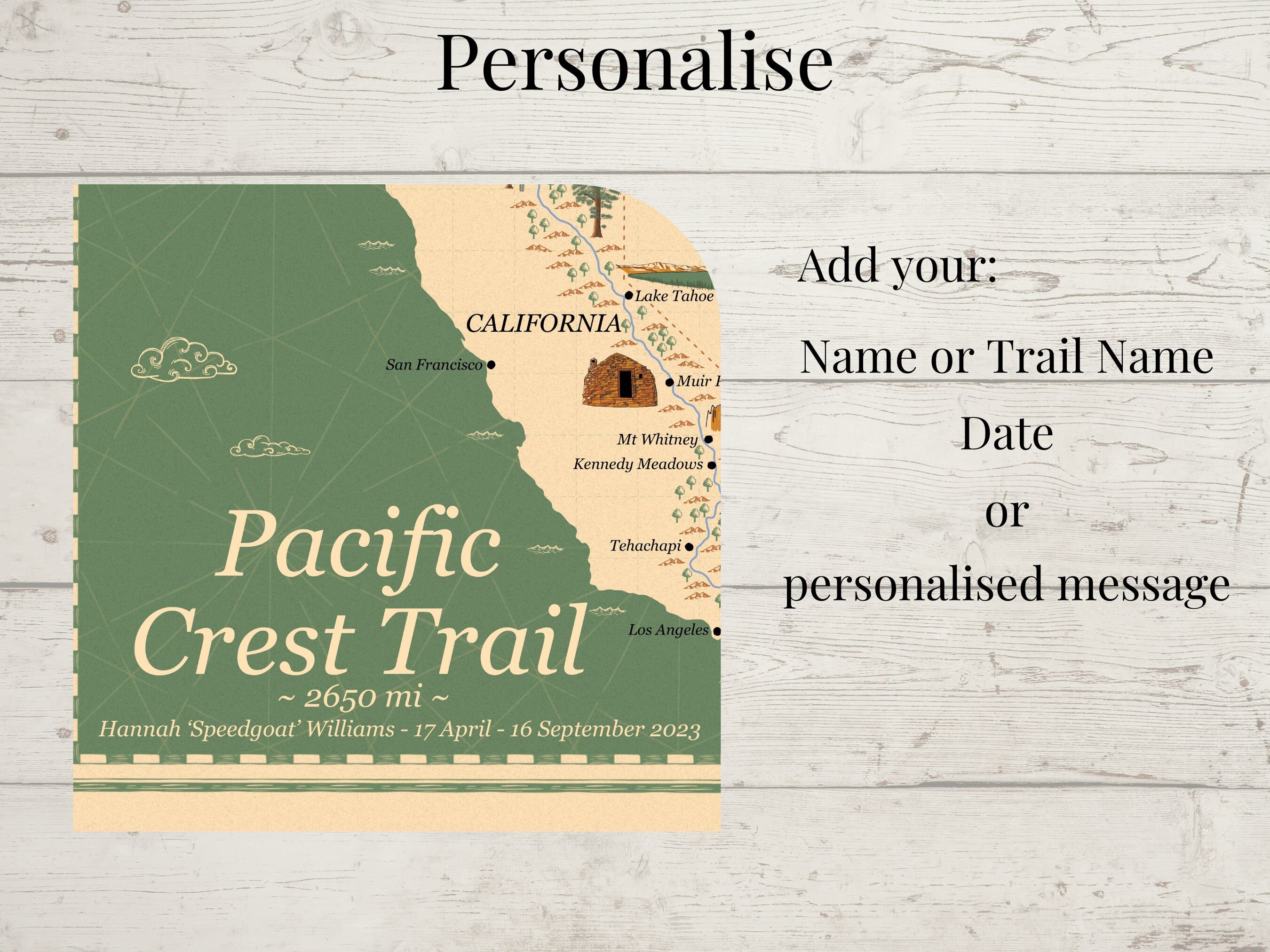 Pacific Crest Trail Map, Illustrated Hiking Map, Pacific Crest Trail ...
