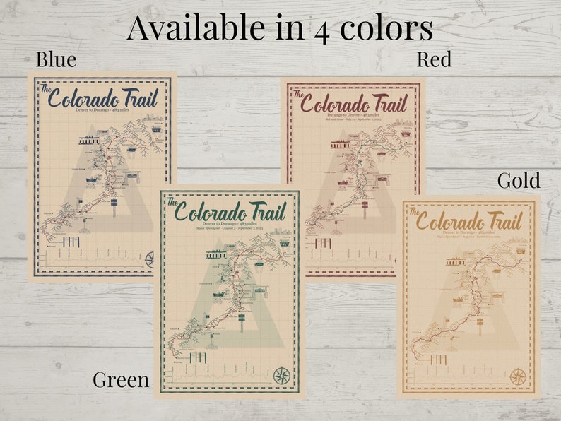 Colorado Trail Map, Illustrated Hiking Map, Collegiate Loop Map, Hiking ...