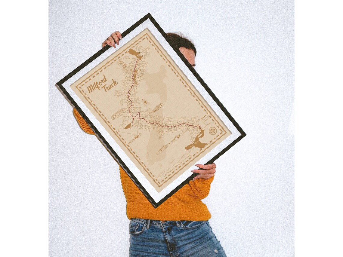 Milford Track Map, Illustrated Hiking Map, Milford Sound Poster ...