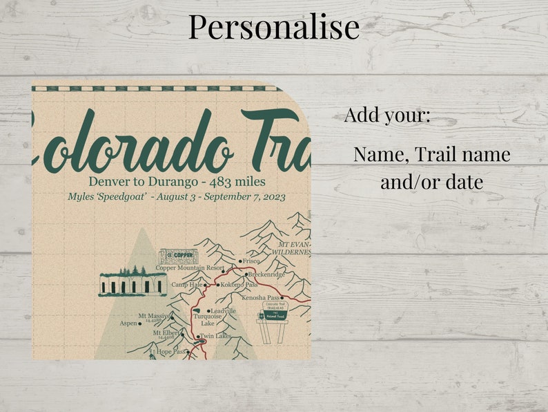 Colorado Trail Map, Illustrated Hiking Map, Collegiate Loop Map, Hiking ...