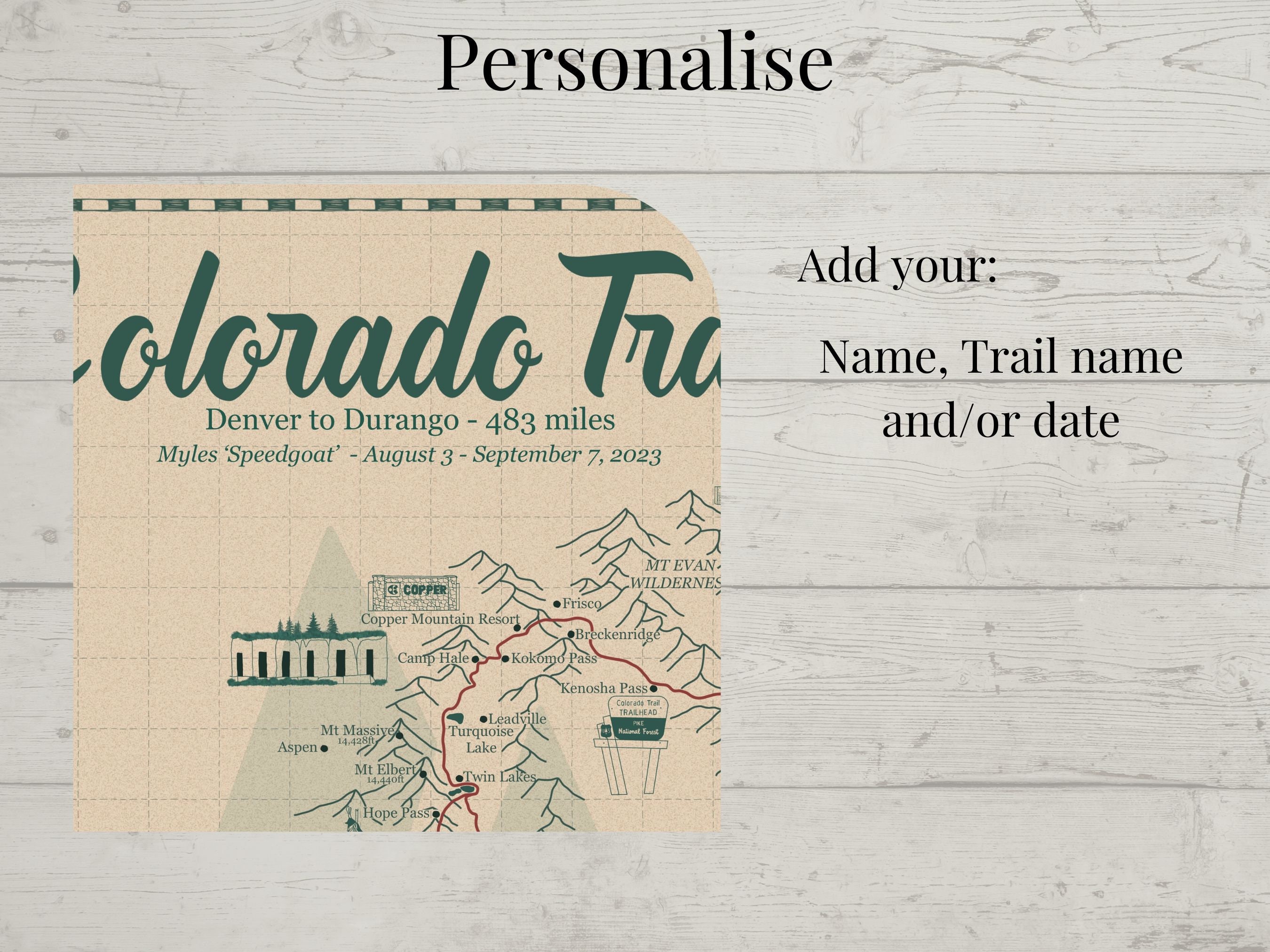 Colorado Trail Map, Illustrated Hiking Map, Collegiate Loop Map, Hiking ...