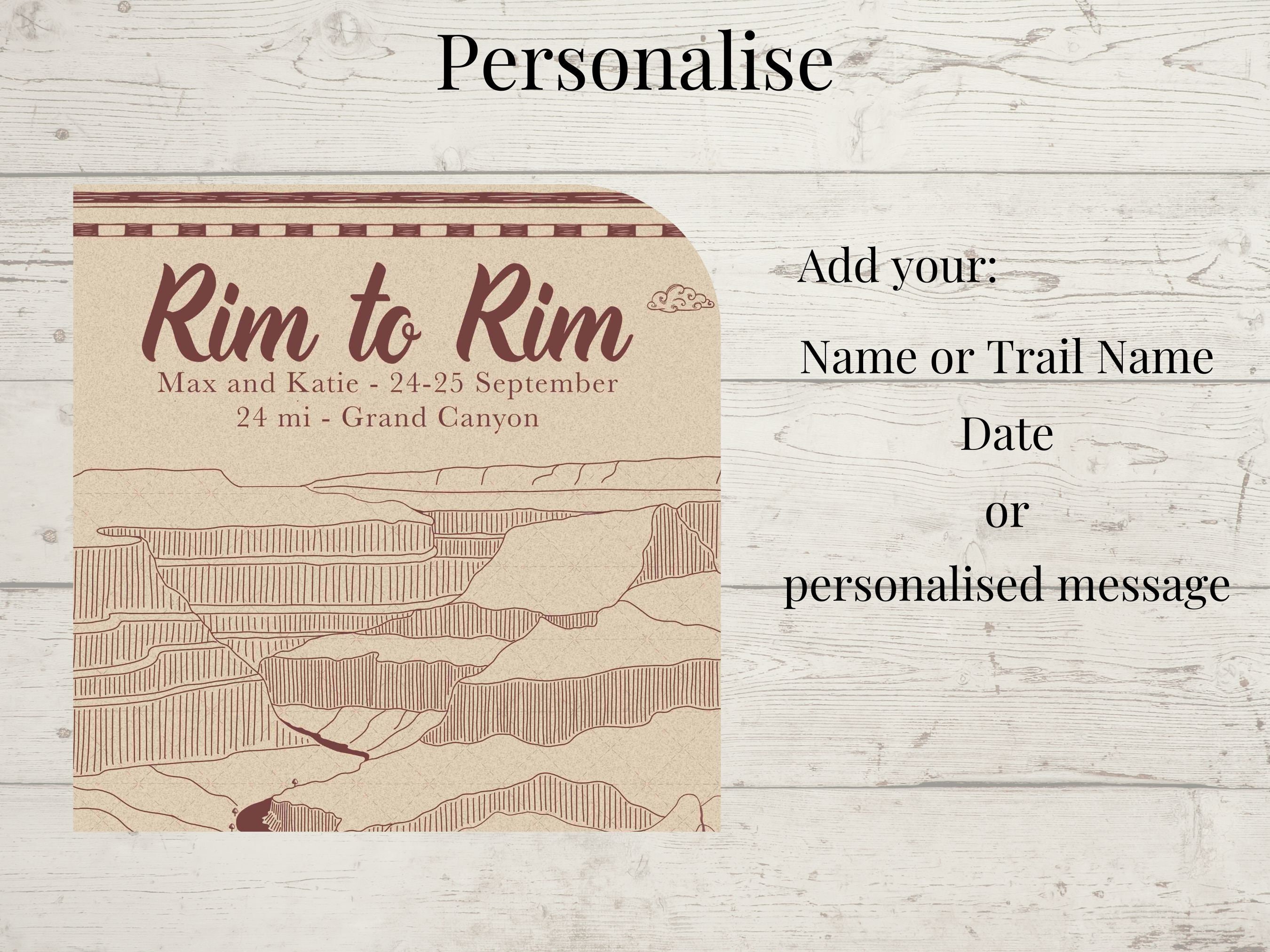 Rim to Rim Trail Map, Illustrated Hiking Map, Rim to Rim Poster, Grand ...