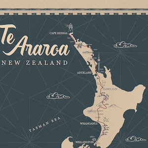 Te Araroa Trail Map, Illustrated Hiking Map, Te Araroa Poster ...