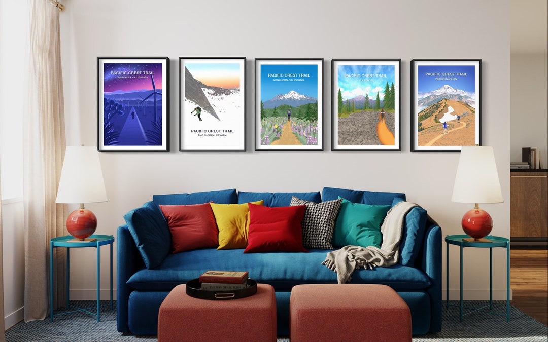 Pacific Crest Trail Poster Set, 5 Designs, Hiking Poster, Hiking ...