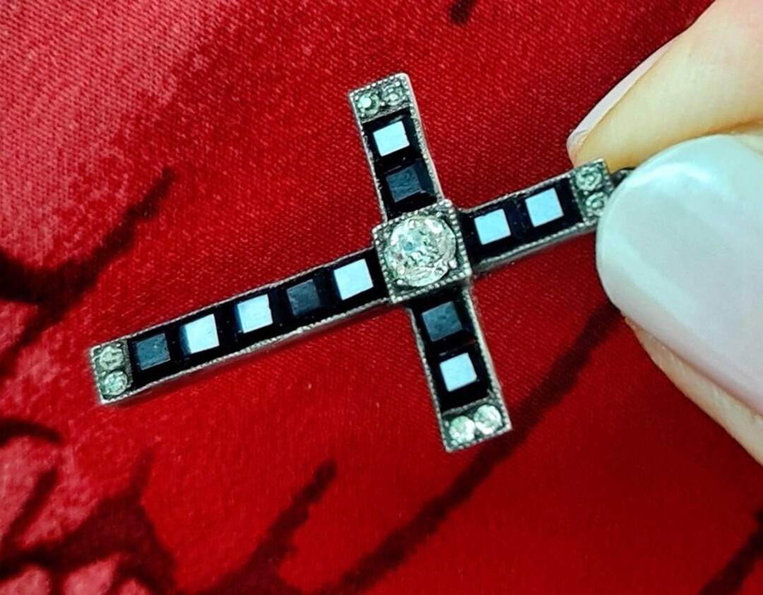 C.1920 Knoll & Pregizer 935 Silver Cross Pendant Maker Mark Antique ...