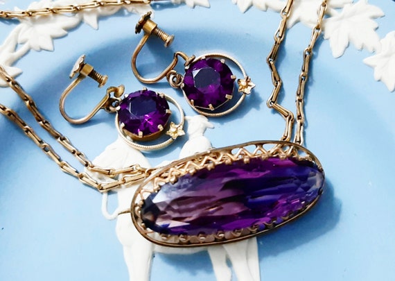 Antique Victorian 9ct Yellow Gold Lined Amethyst Paste - Etsy