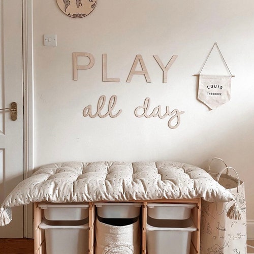 PLAY ALL DAY 80cm Playroom Sign Scribble Font Wall Art - Etsy UK