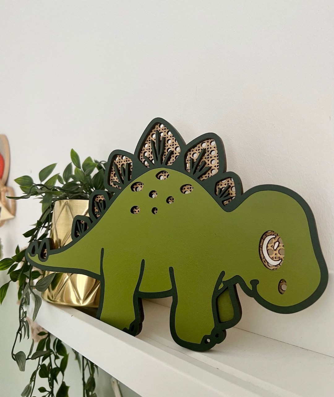 Hand Painted Rattan Wooden Dinosaur Childrens Decor Dino - Etsy