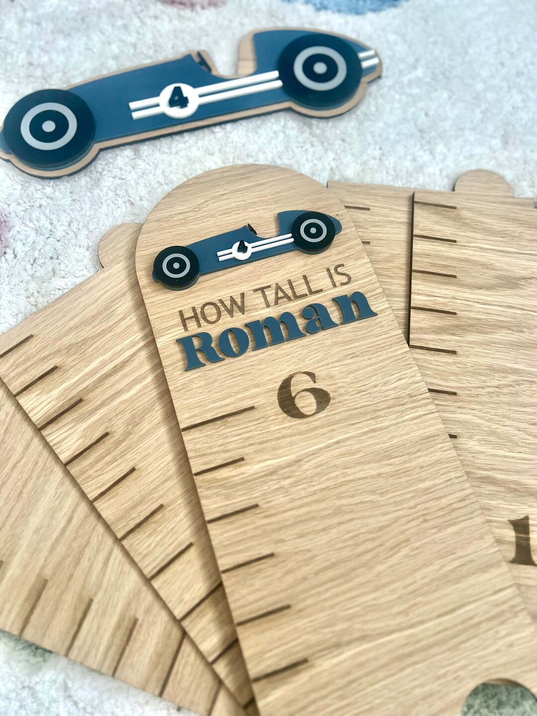 Personalised Wooden Height Chart | Retro Vintage Racing Car Kids Wall ...