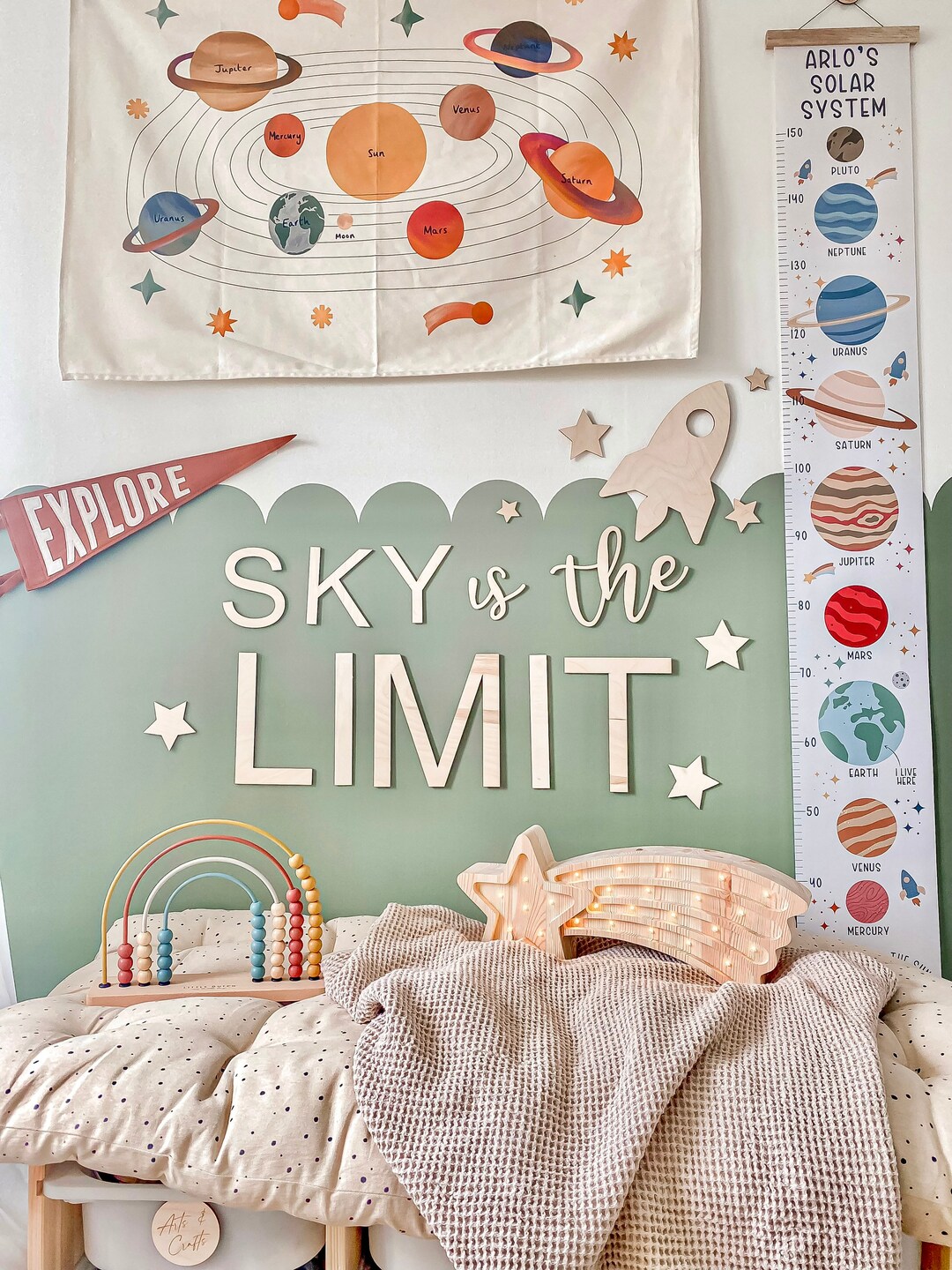 Sky is the Limit Rocket Space Nursery Playroom Decor | Earth Decor ...