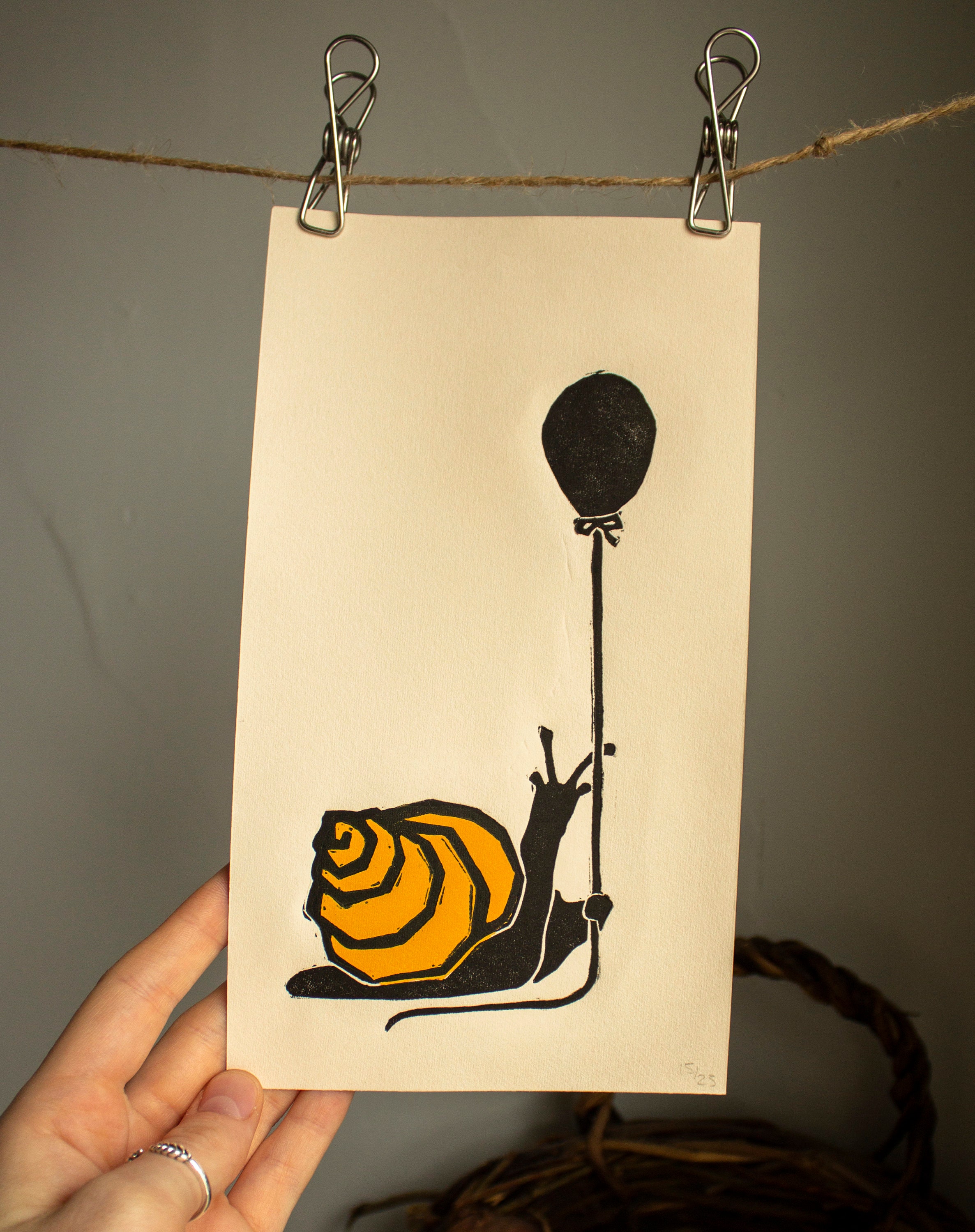 Birthday Celebration Snail Linocut Art Print sold by Bangladesh | SKU ...