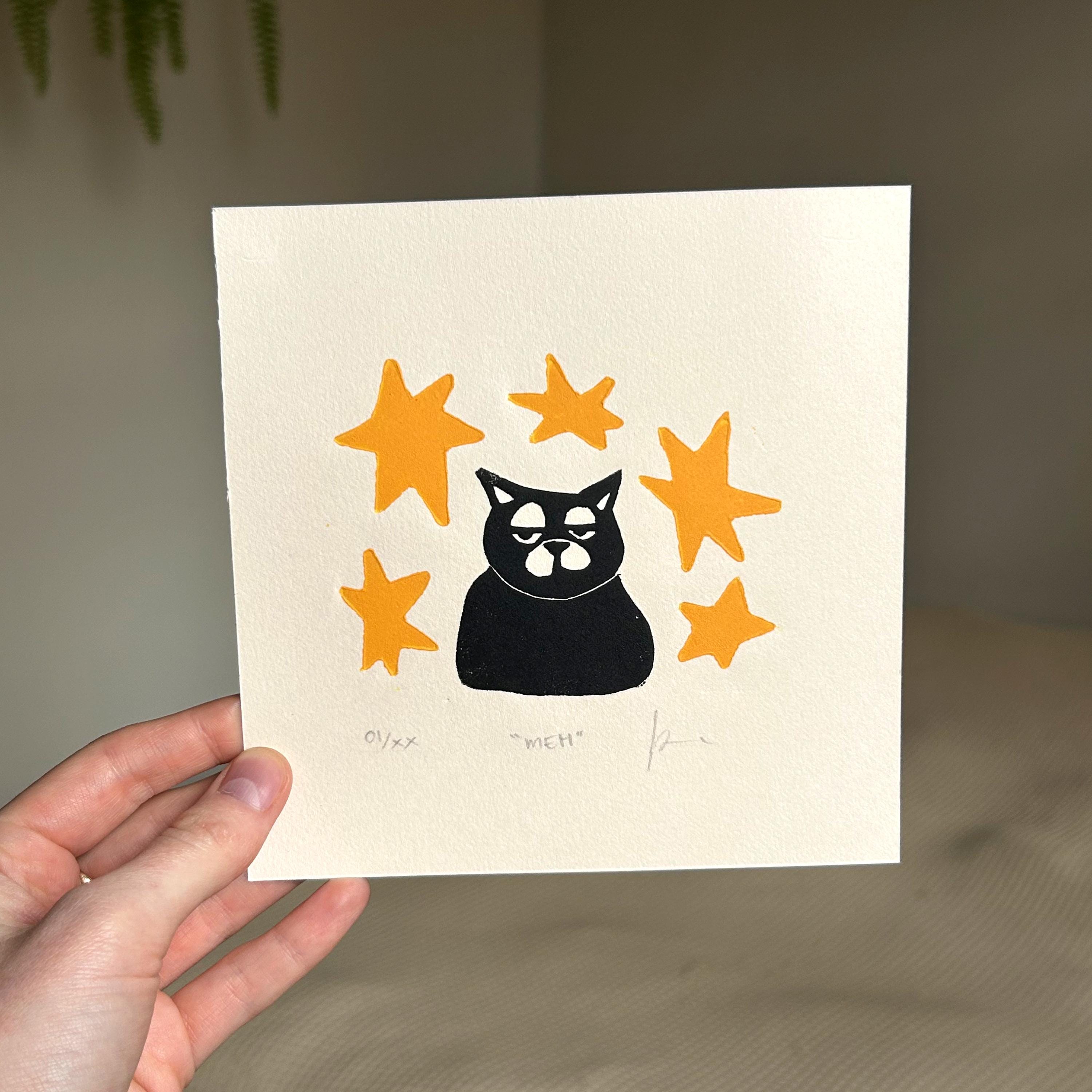 Cat Loaf | Original Handmade Linocut Block Print by Yeahjustb | Cat ...