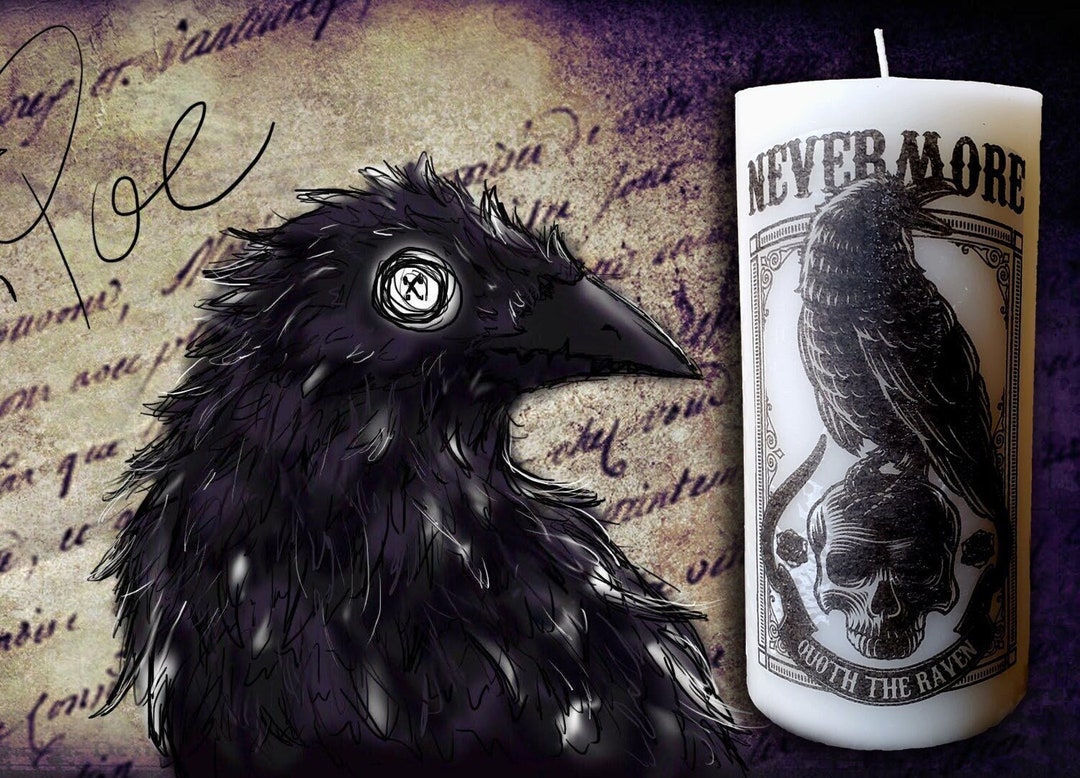 The Raven Nevermore Pillar Candle Color Heat Transfer Decoupage ...