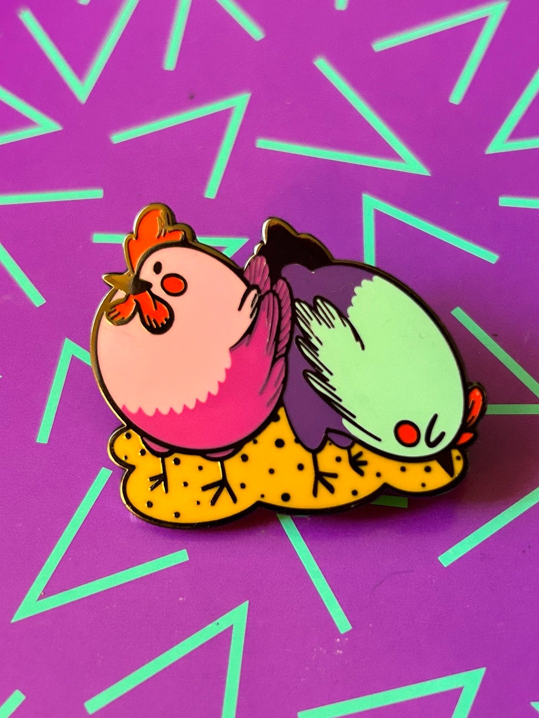 Cute Chickens Enamel Pin - Etsy