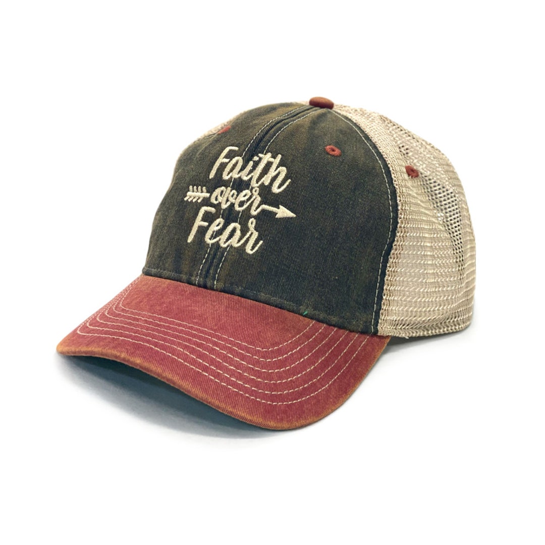 Faith Over Fear Distressed Cap - Etsy