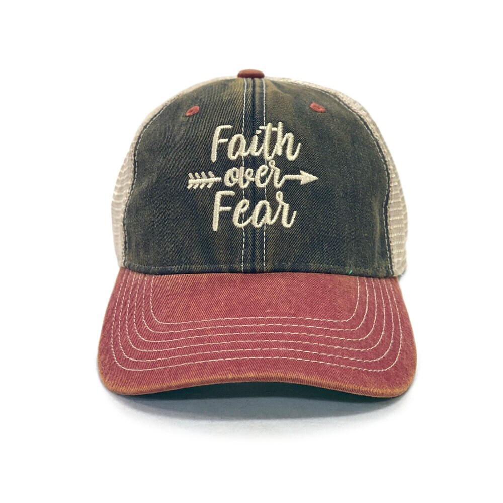 Faith Over Fear Distressed Cap - Etsy