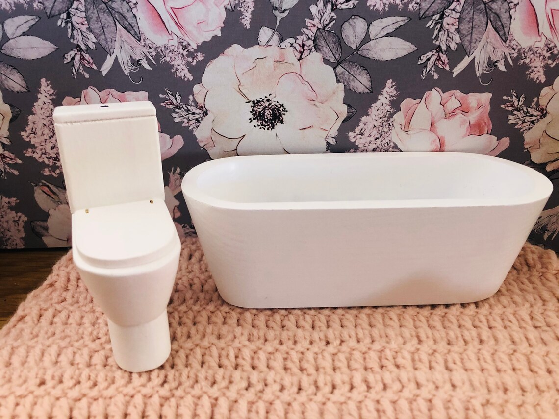 Little Evie and Ivy Dollhouse Bathroom Set, 1:12 Scale - Etsy
