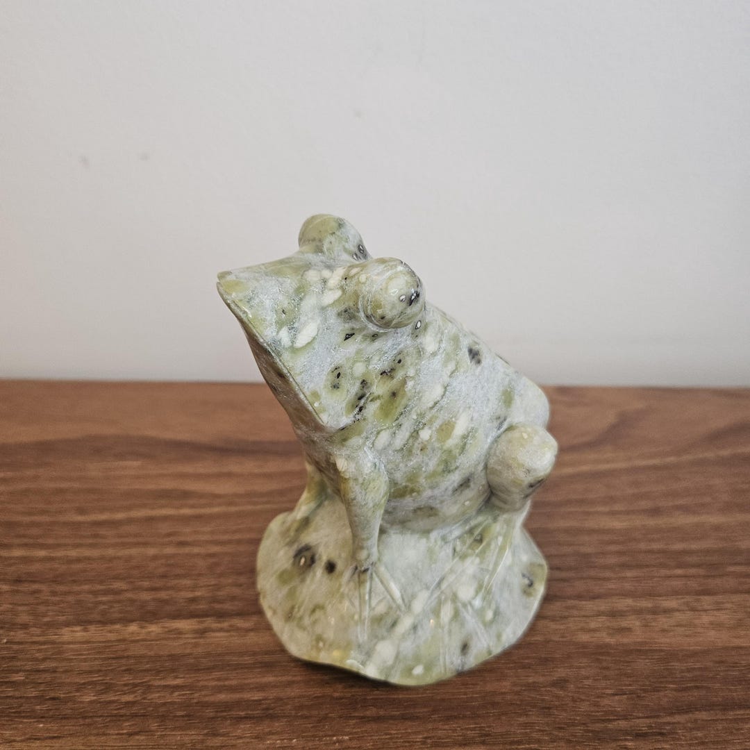 Vintage Pier 1 Carved Green Jade Stone Frog Toad Figurine, Stone ...