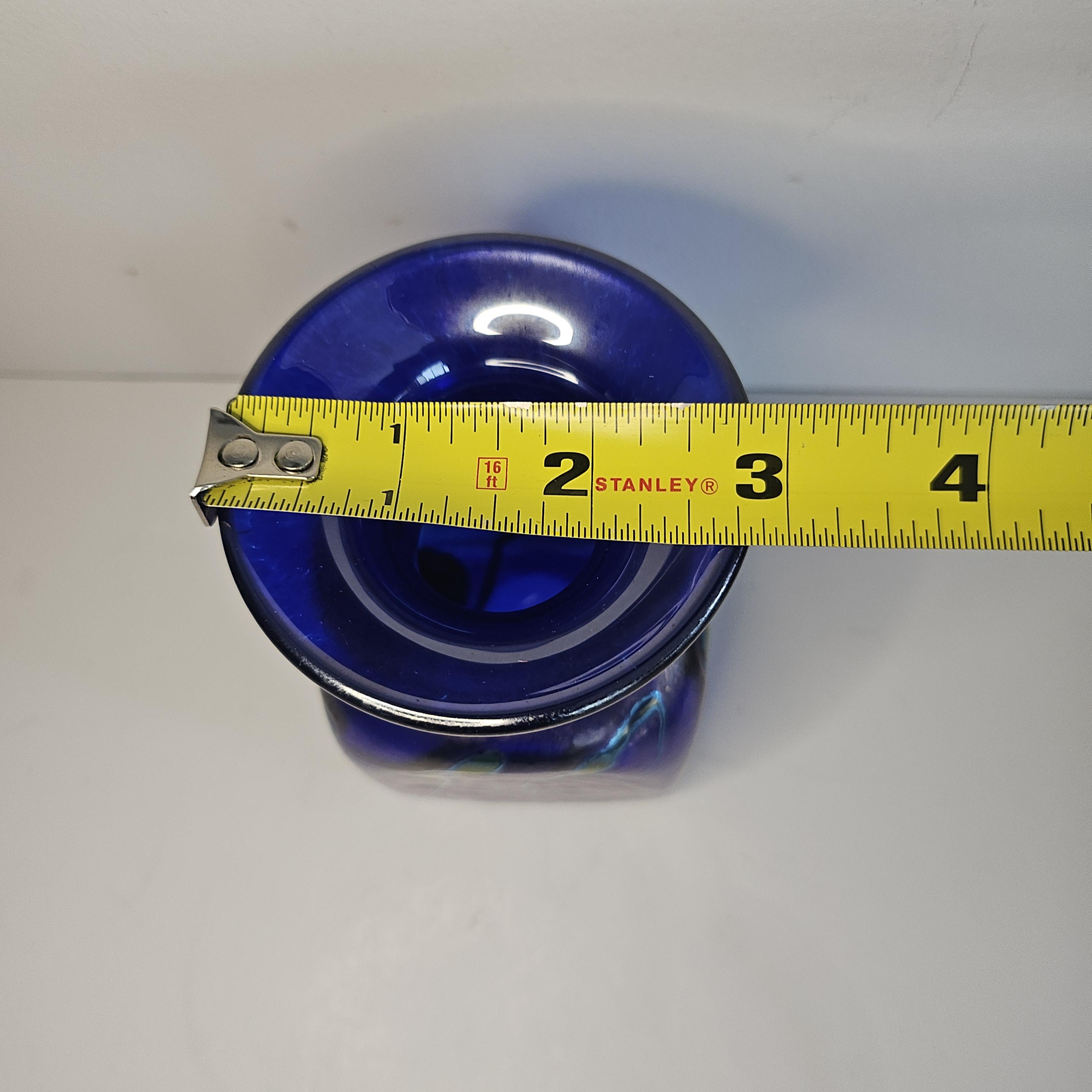 Robert Held Art Glass Vase, Iridescent Glass, Square Base, Blue Glass ...
