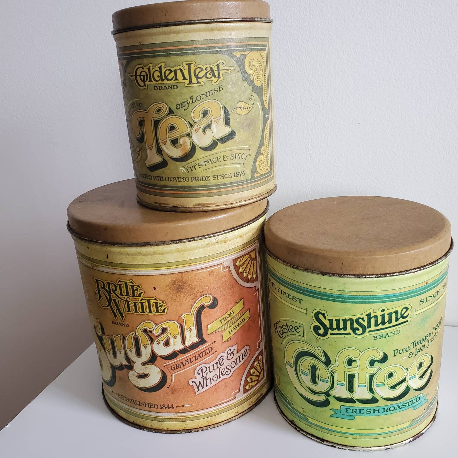 Vintage Tin Canisters, Ballonoff, USA Made, Nesting Canisters, Sugar ...