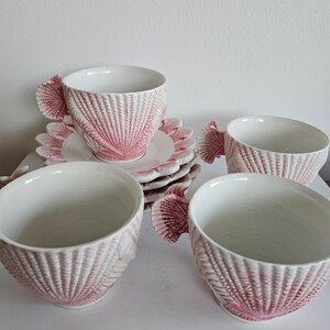 Seashell Porcelain Dishes, Pink Sea Shell, Teacup and Saucer Set ...